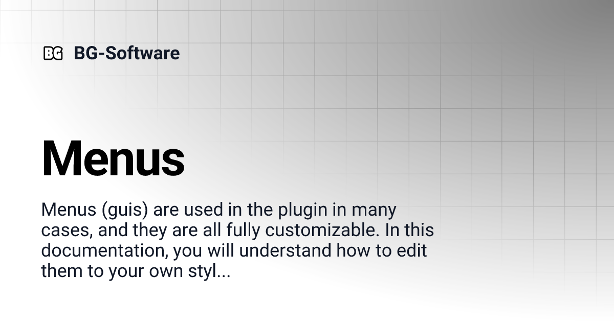 Menus | BG-Software