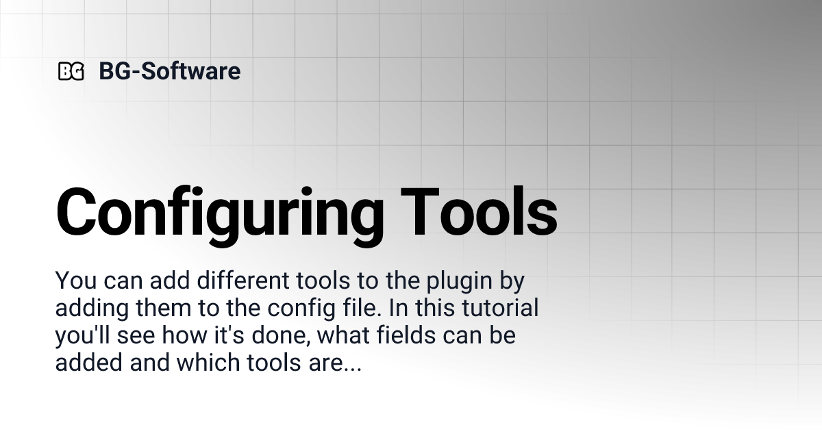 Configuring Tools | BG-Software